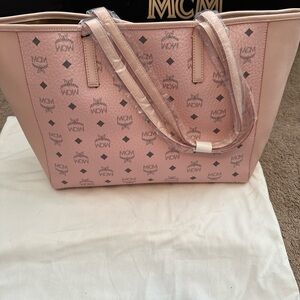 MCM | Bags | Authentic Mcm Power Pink Color Medium Shopper Tote With ...